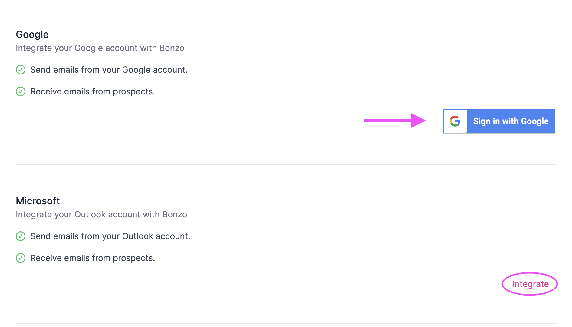 Communication Settings – Bonzo