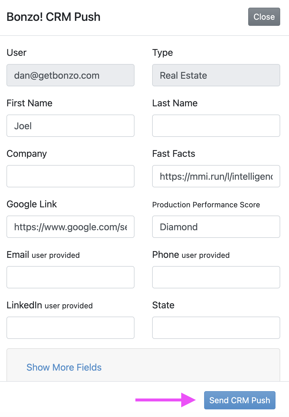 Integrations: MMI Enhanced Webhook – Bonzo