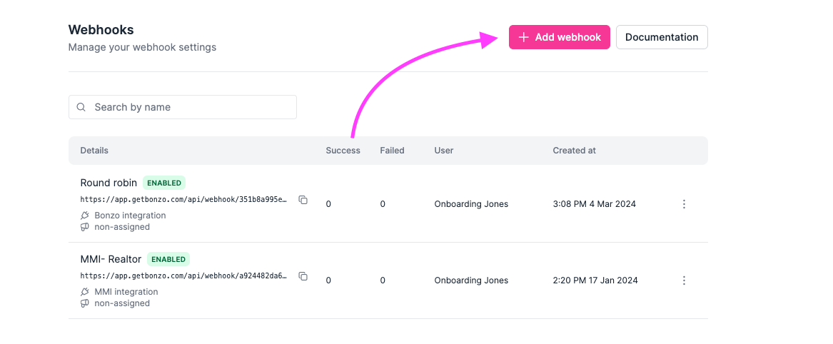 Webhook Routing – Bonzo
