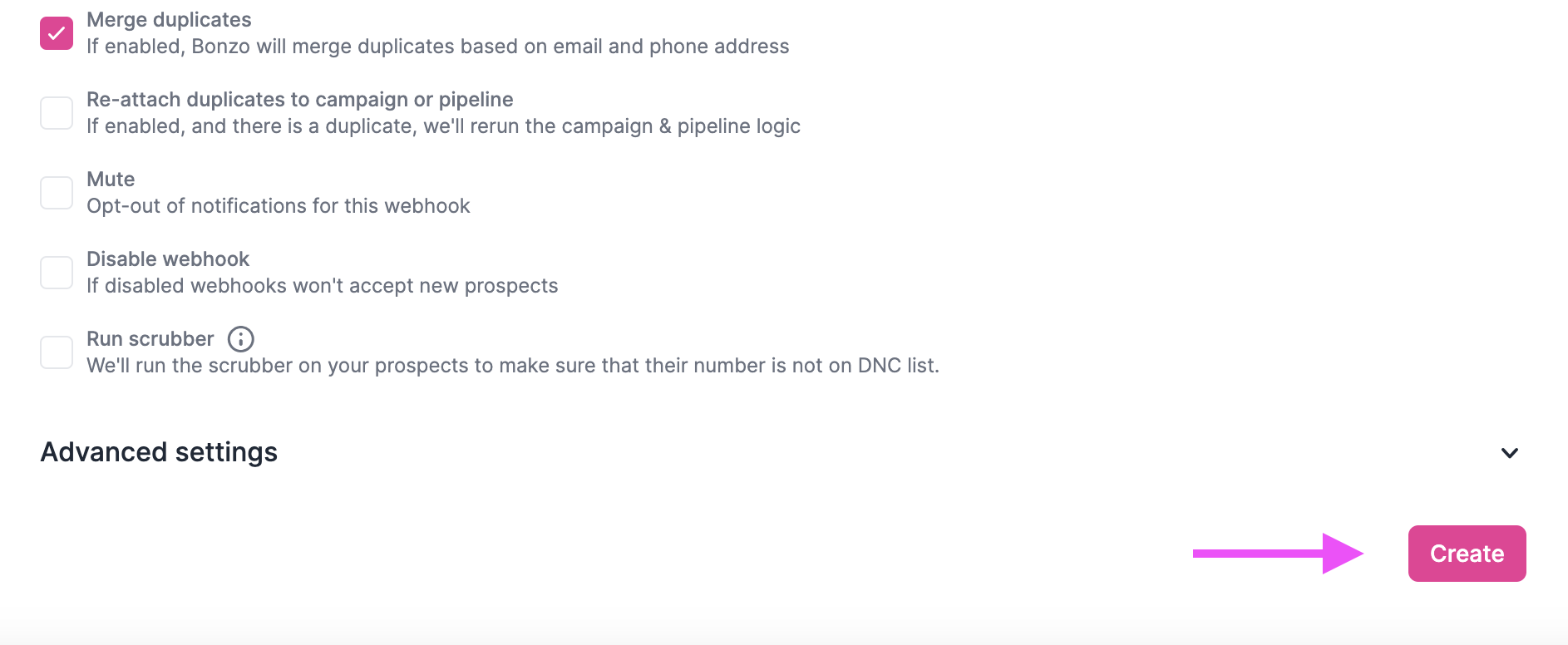Integrations: RETR Webhook – Bonzo