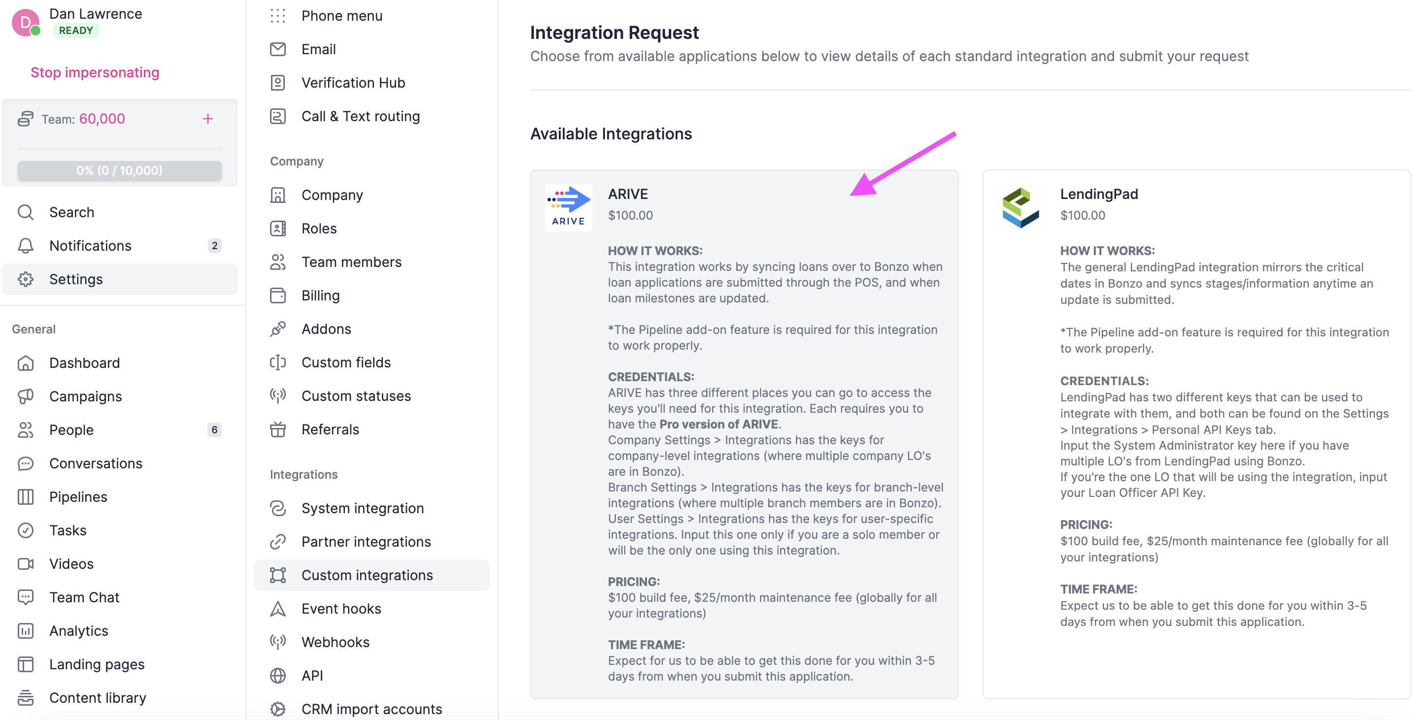 Integrations: General Overview – Bonzo