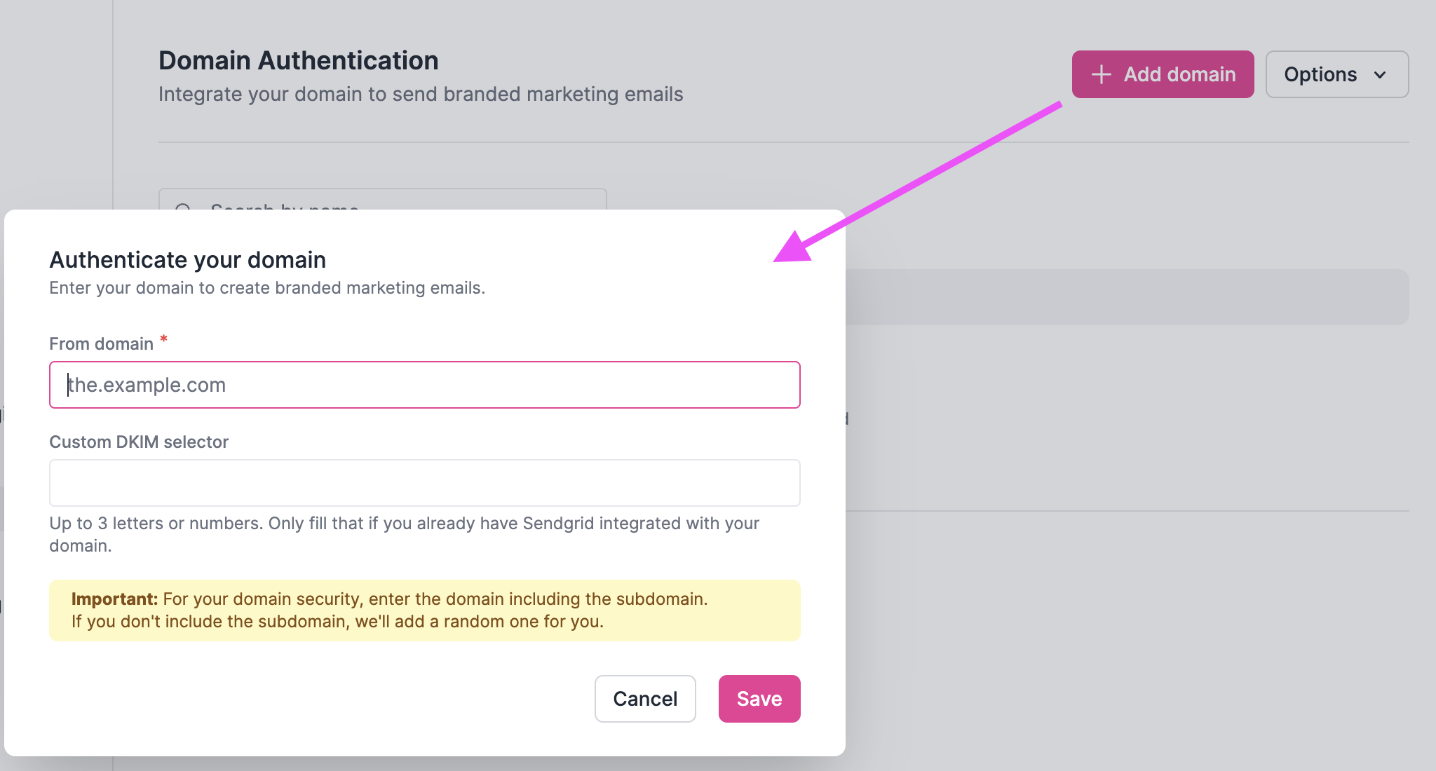 Communication Settings: Domain Authentication – Bonzo