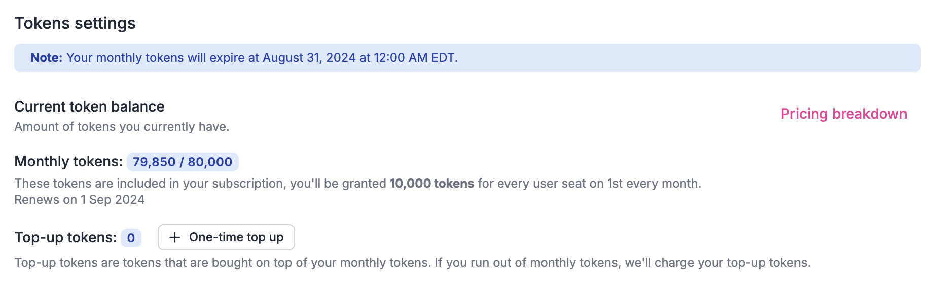 Tokens: Billing Portal – Bonzo