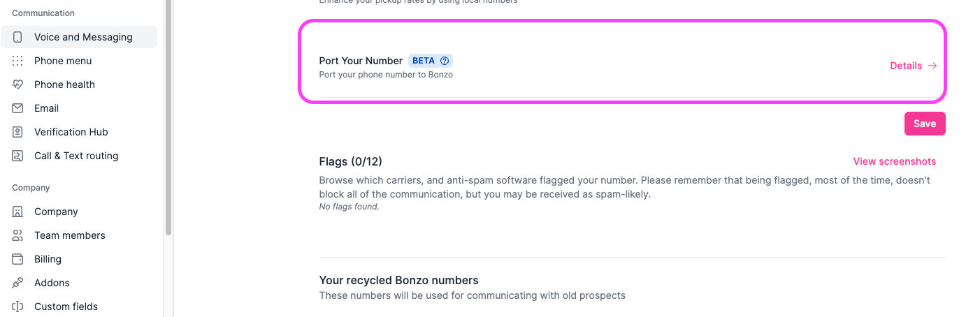Porting Requests Workflow – Bonzo