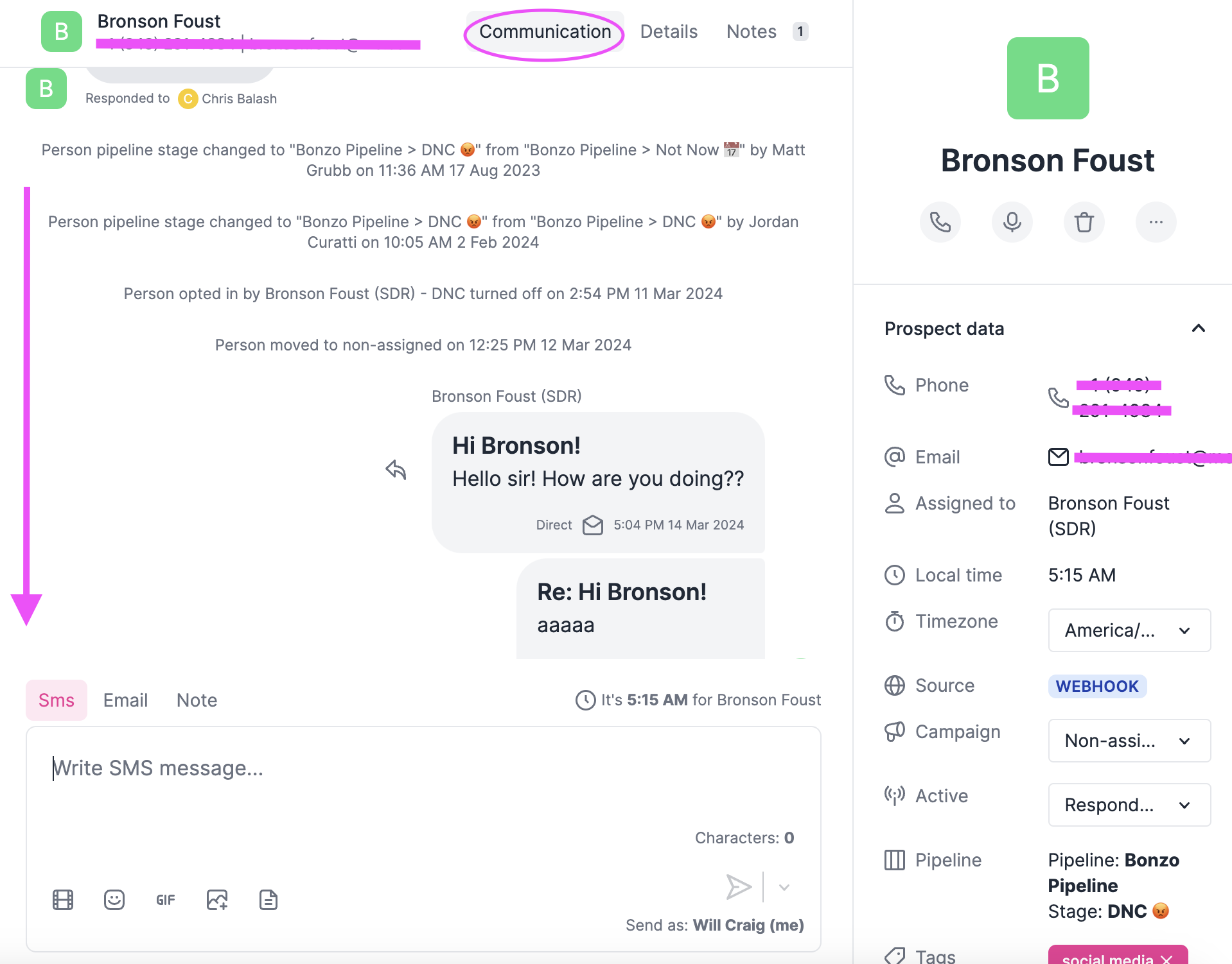 Conversations Tab – Bonzo