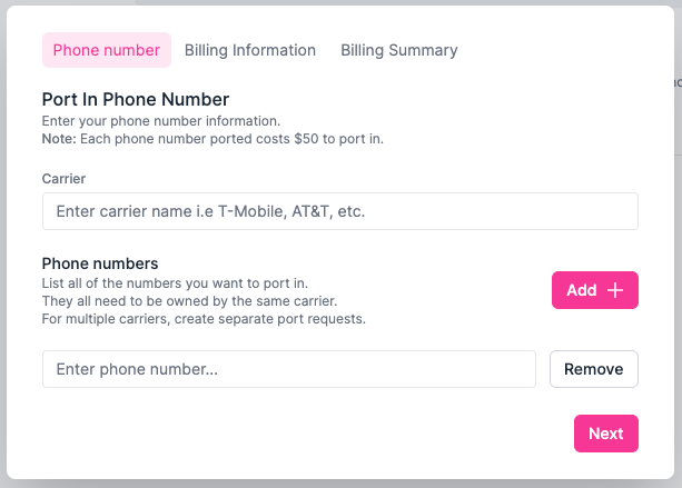 Porting Requests Workflow – Bonzo