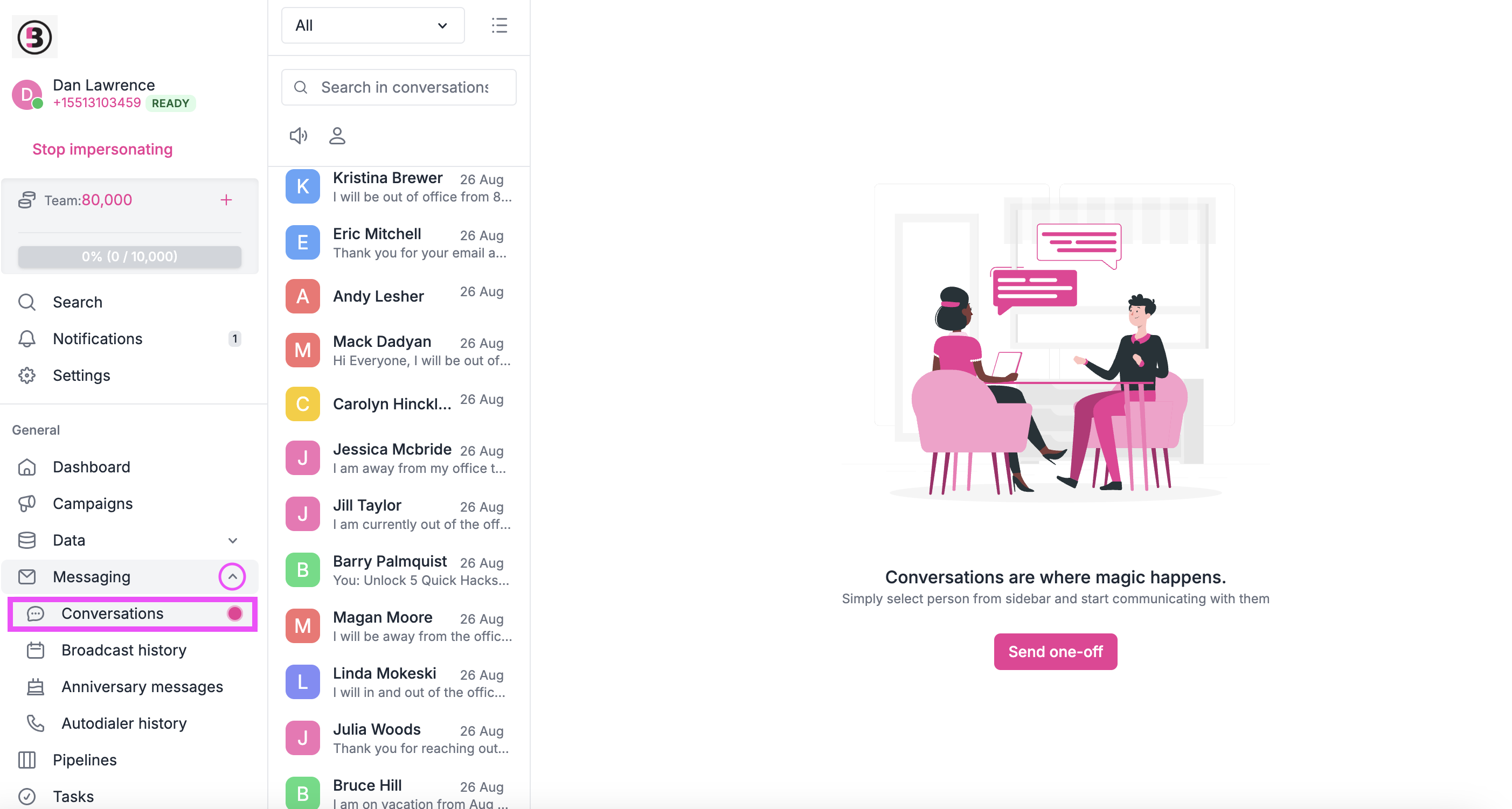 Conversations Tab – Bonzo