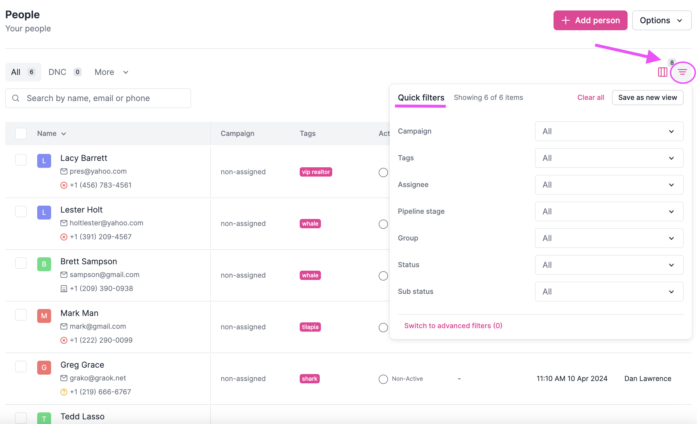 People: Tagging, Filtering, Creating Custom Lists – Bonzo