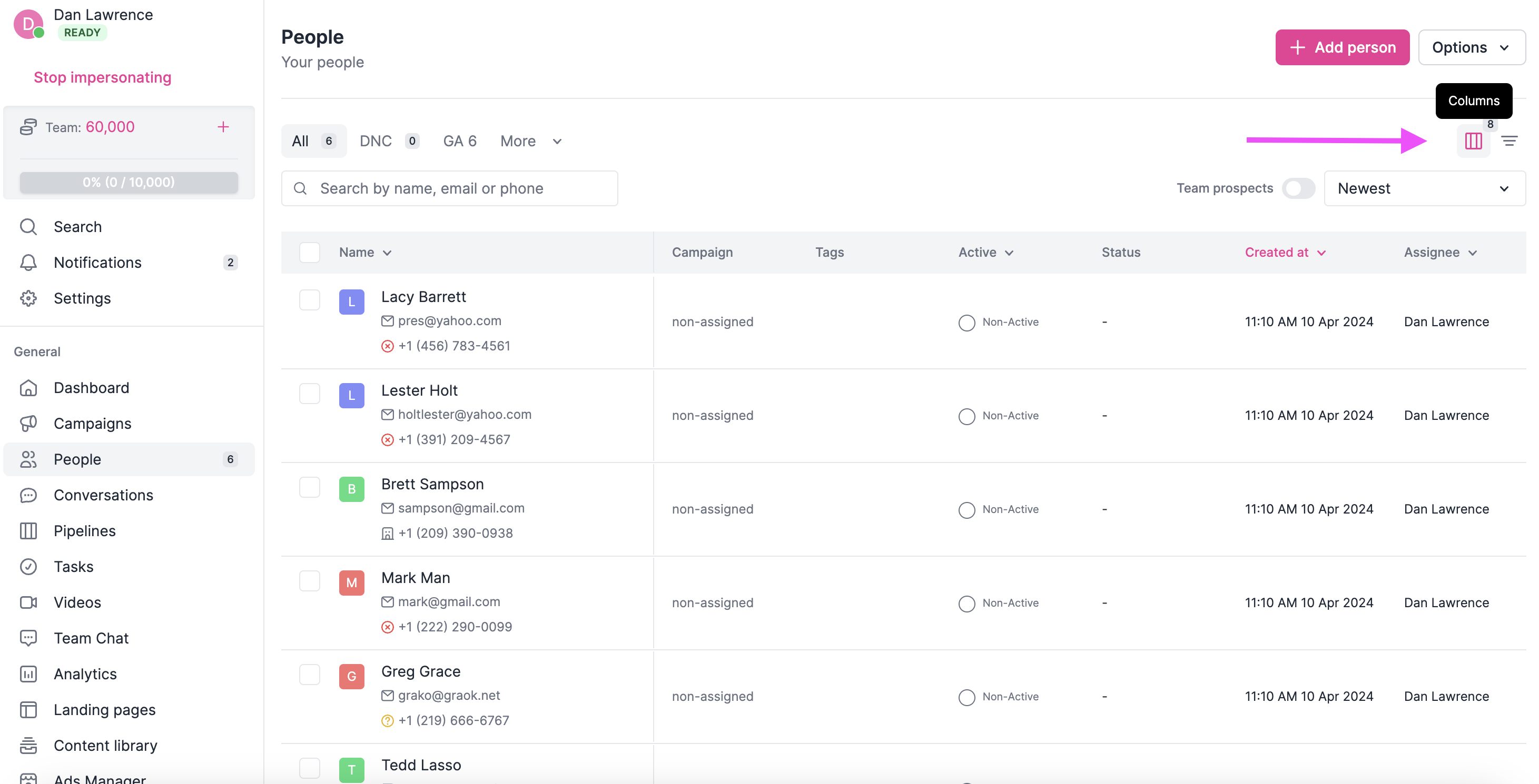 People: Custom Columns & Column Views – Bonzo