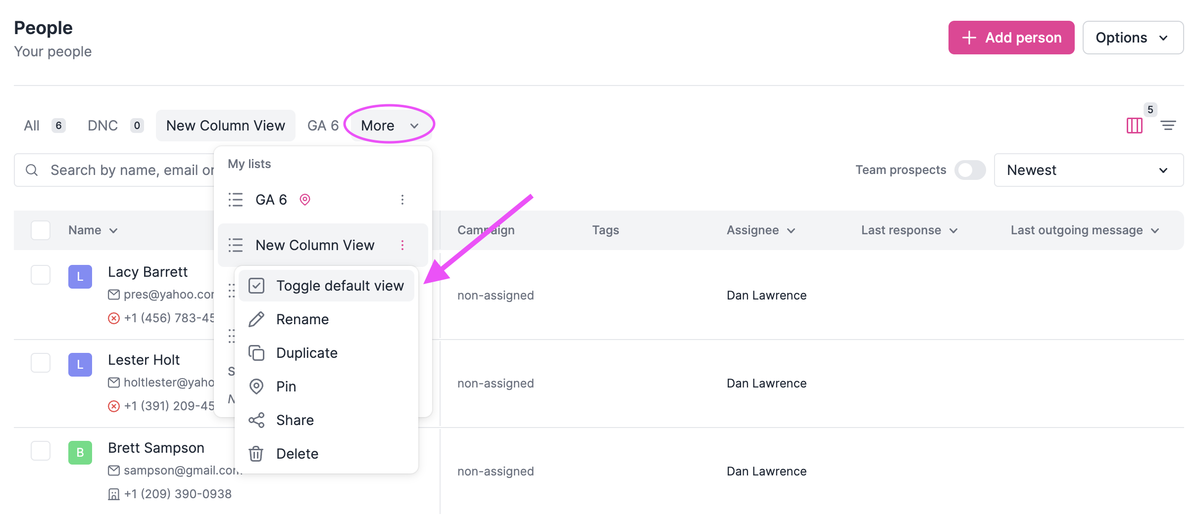 People: Custom Columns & Column Views – Bonzo