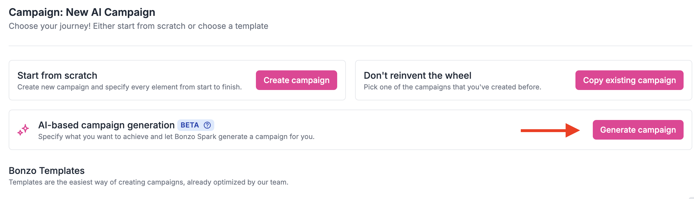 Spark: AI Generated Campaigns & Event Messages – Bonzo