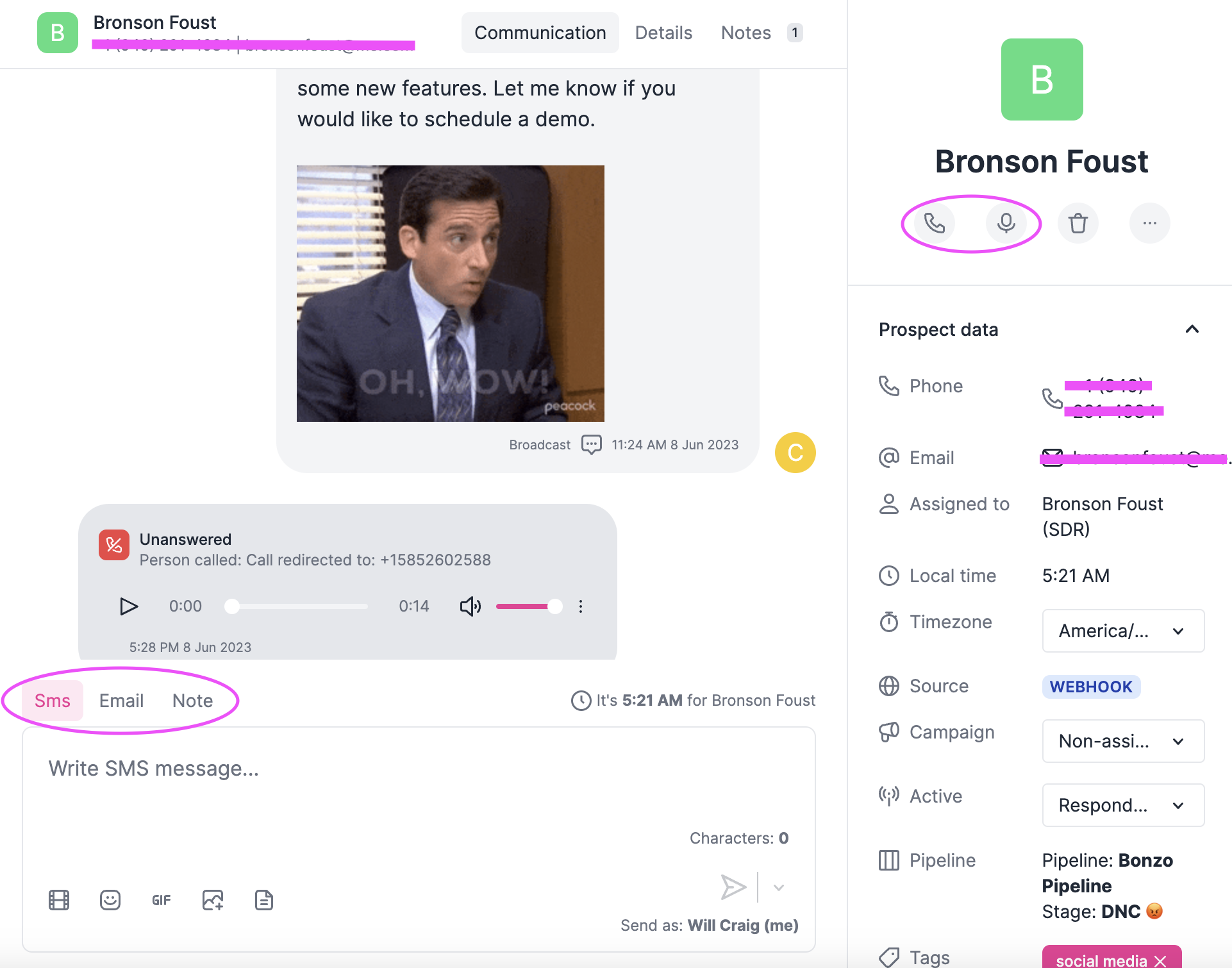 Conversations Tab – Bonzo