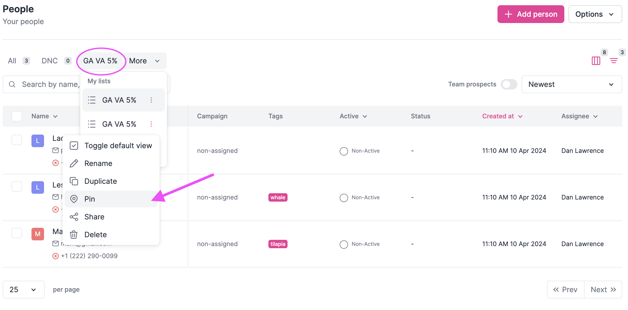 People: Tagging, Filtering, Creating Custom Lists – Bonzo