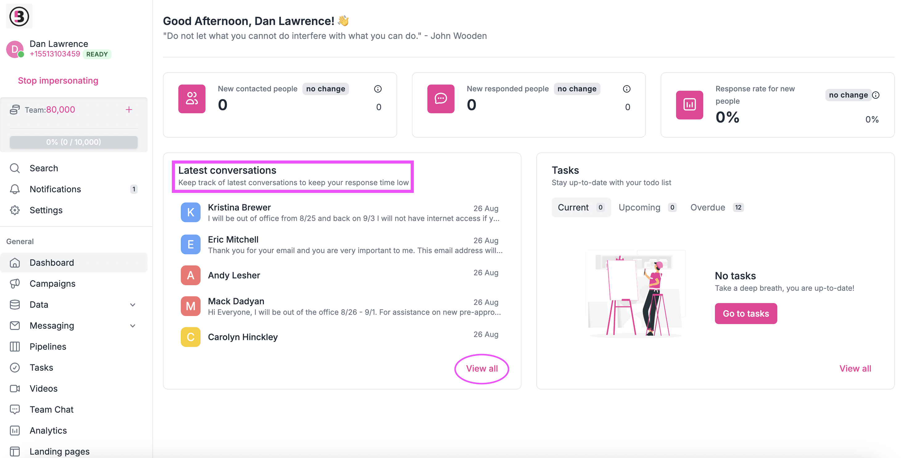 Conversations Tab – Bonzo