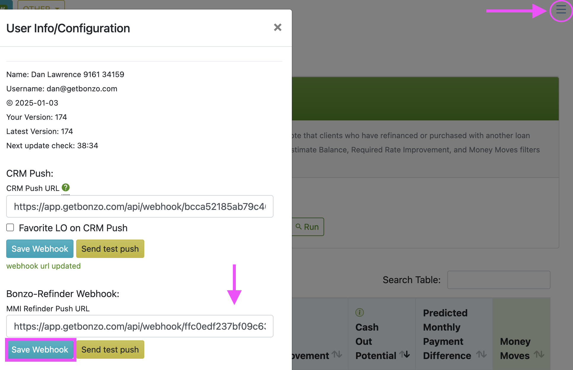 MMI Refinder Webhook – Bonzo