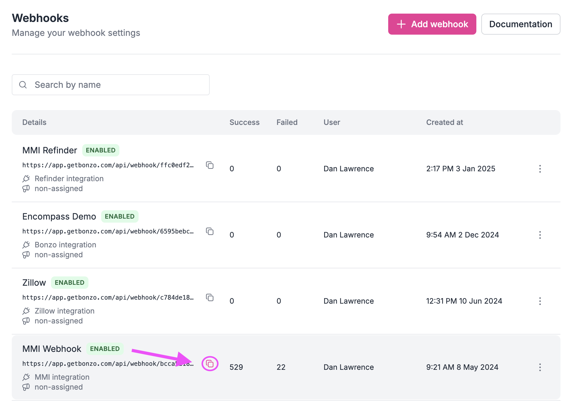 MMI Refinder Webhook – Bonzo